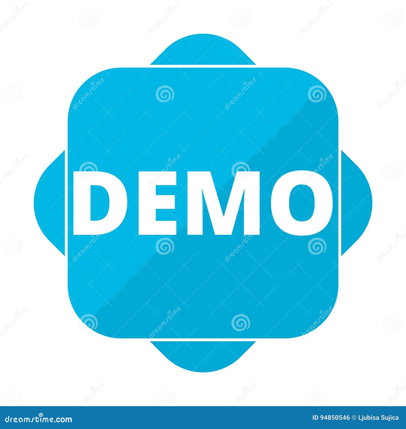 Blue square icon demo stock vector. Illustration of pointer - 94850546