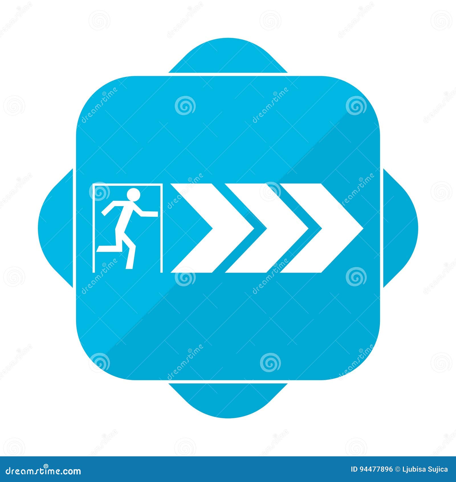 Blue square icon exit stock vector. Illustration of move - 94477896