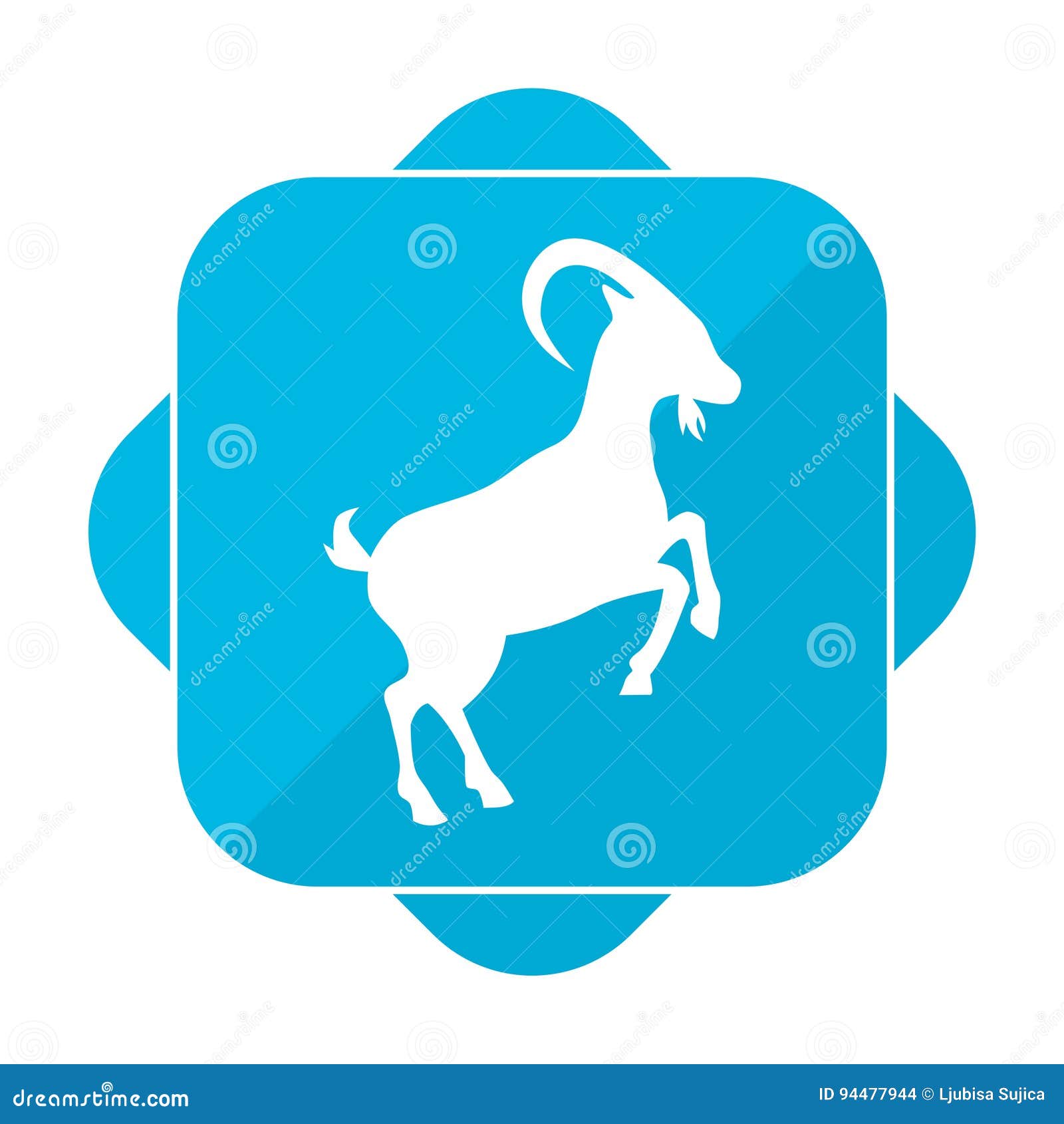 Blue square icon goat stock vector. Illustration of chinese - 94477944