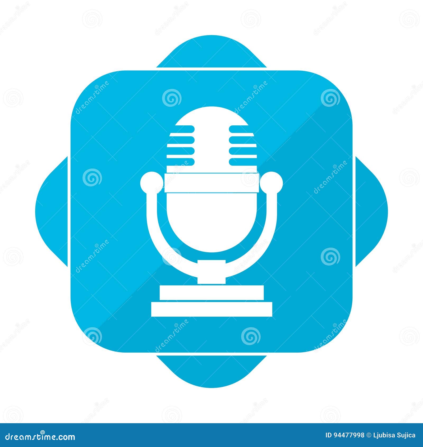 Blue Square Icon Microphone Stock Vector - Illustration of podcast ...