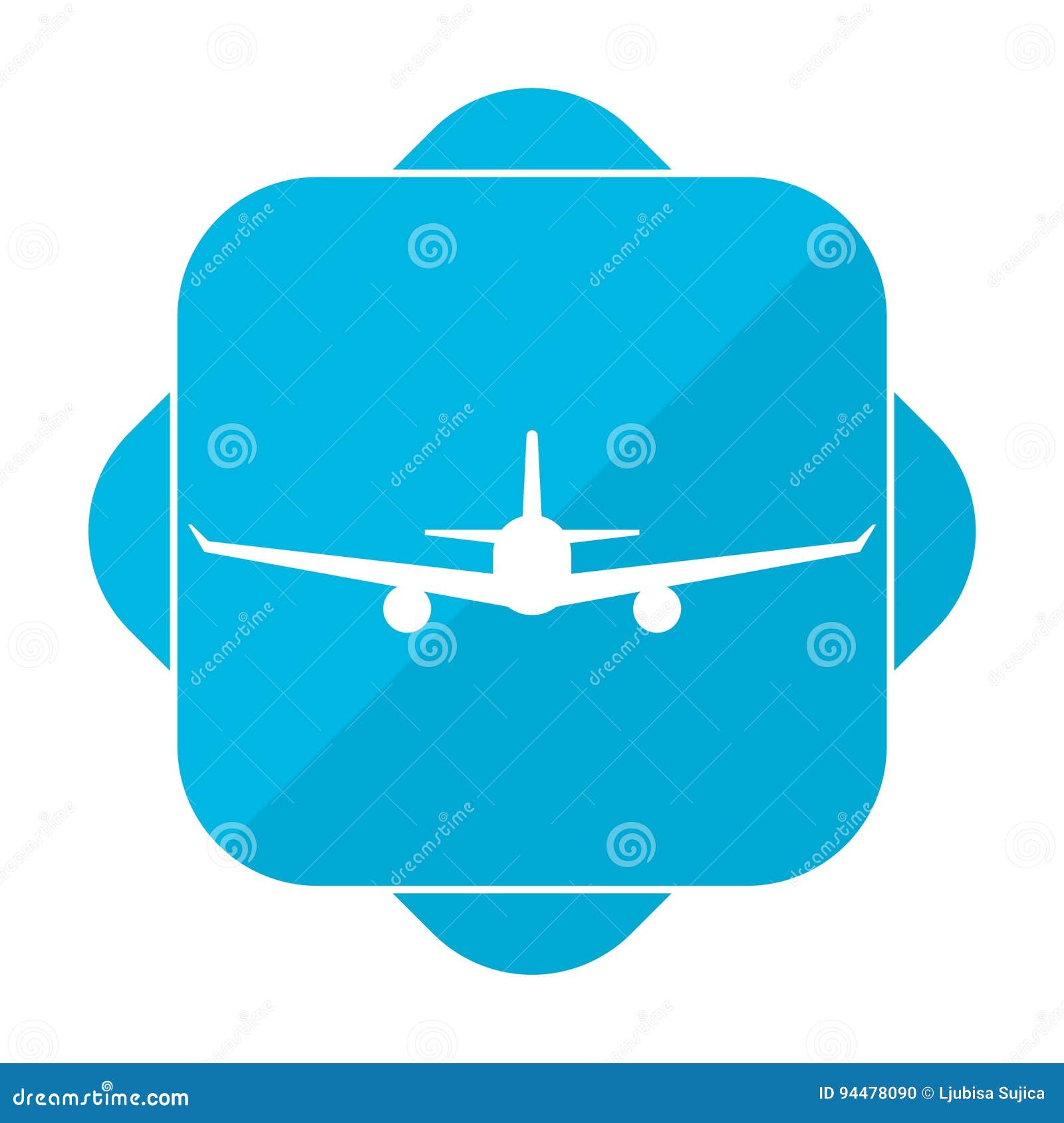 Blue square icon plane stock vector. Illustration of accident - 94478090