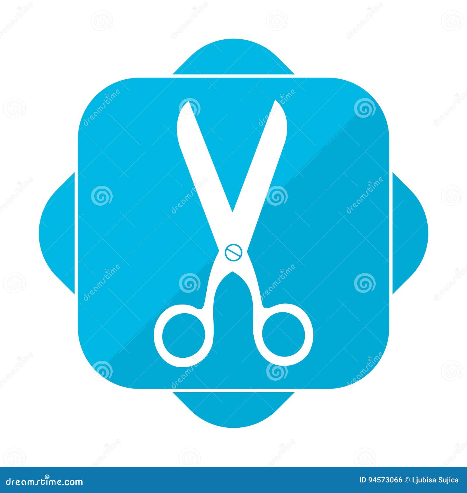 Blue square icon scissors stock vector. Illustration of blade - 94573066