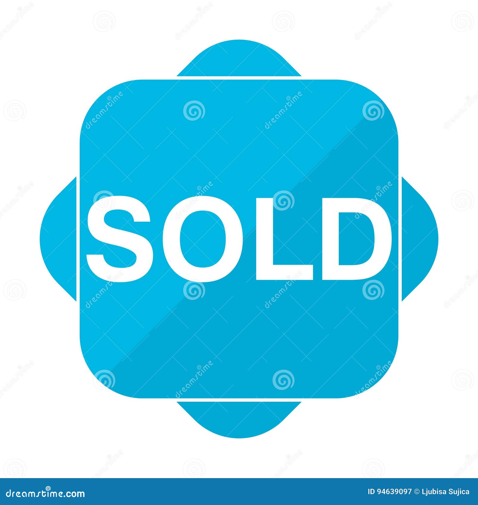 Blue square icon sold stock vector. Illustration of speech - 94639097
