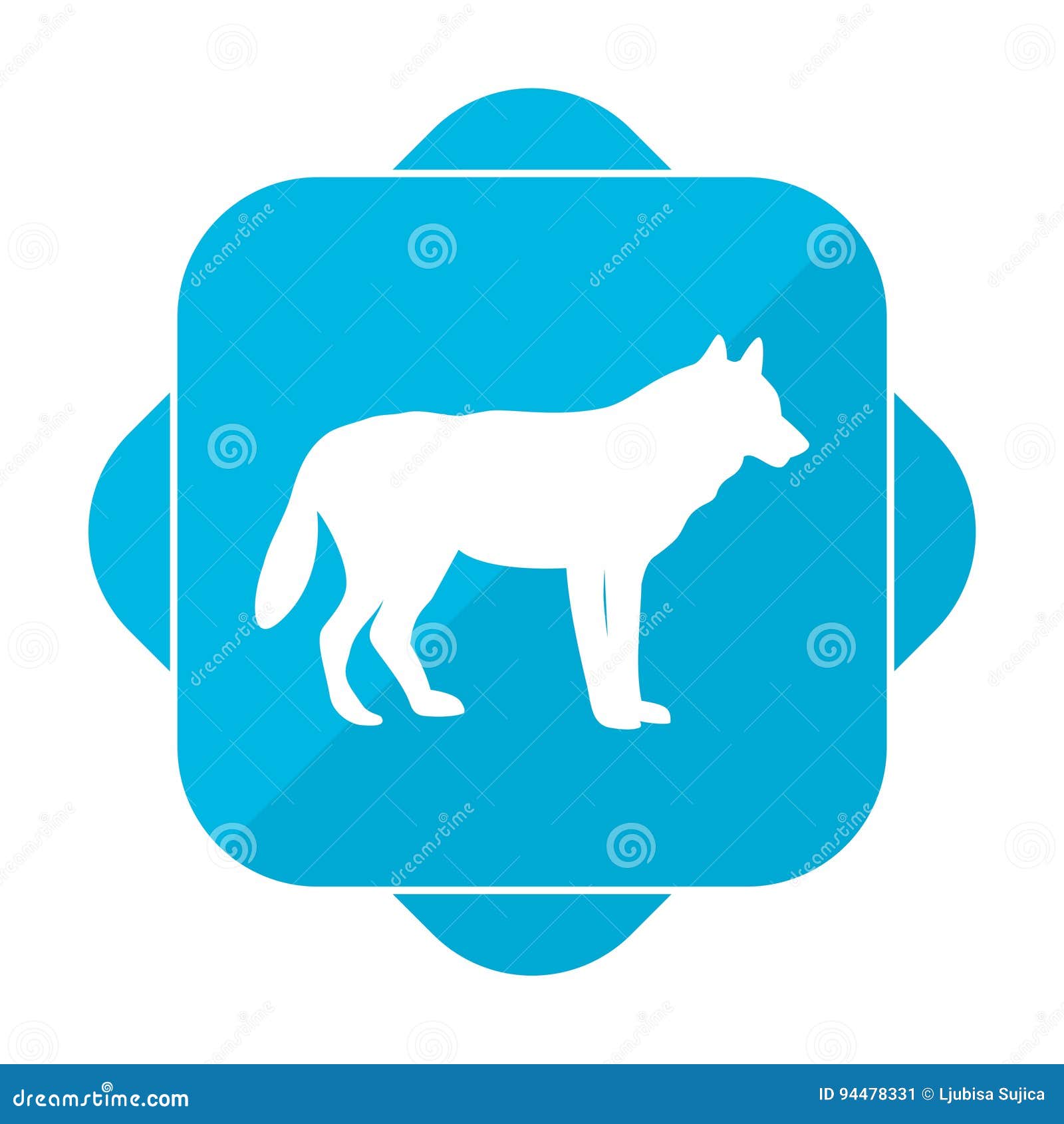 Blue square icon wolf stock vector. Illustration of insignia - 94478331
