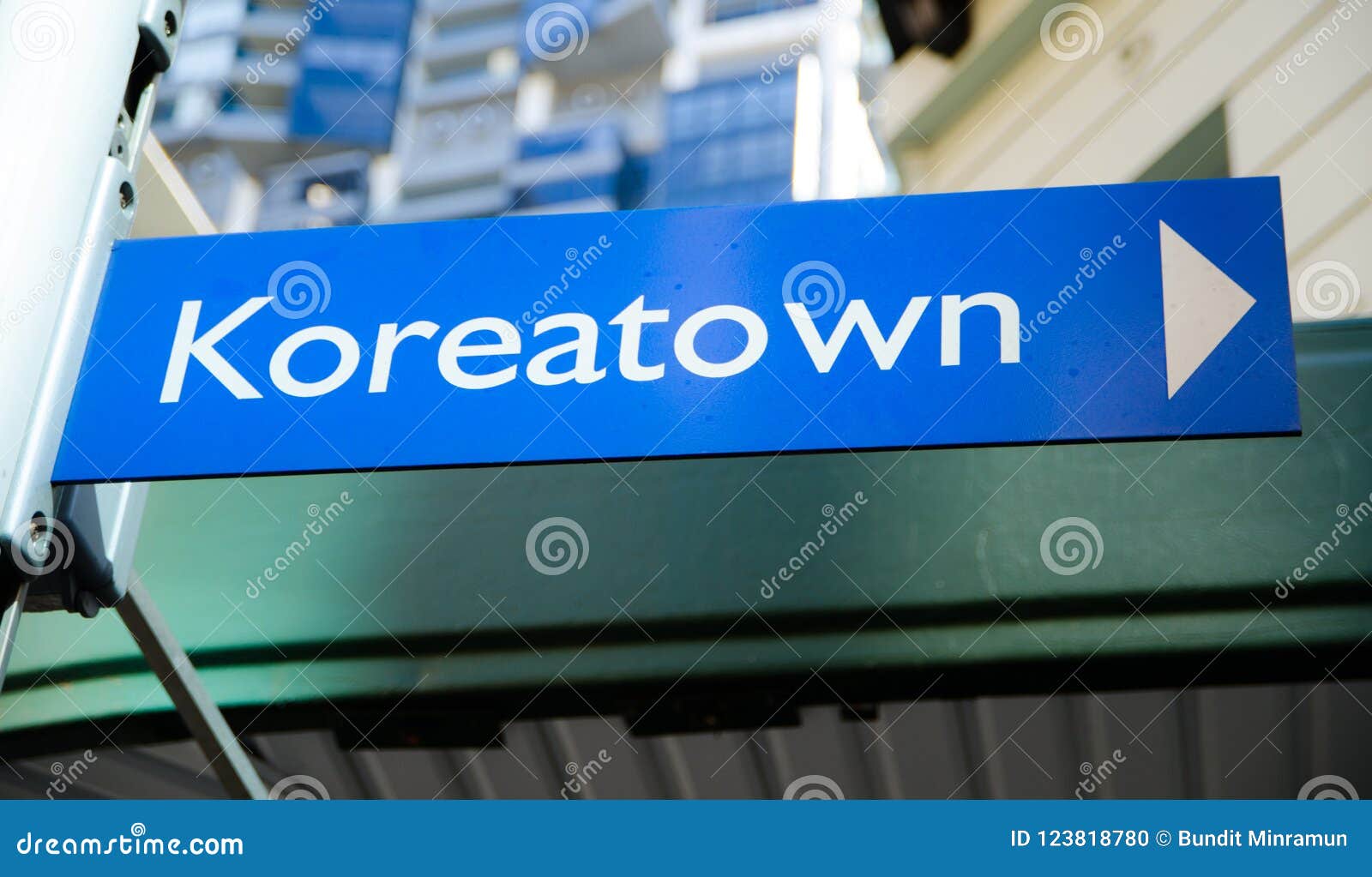 Blue Square of Koreatown Sign in Sydney, Australia. Stock Photo - Image ...