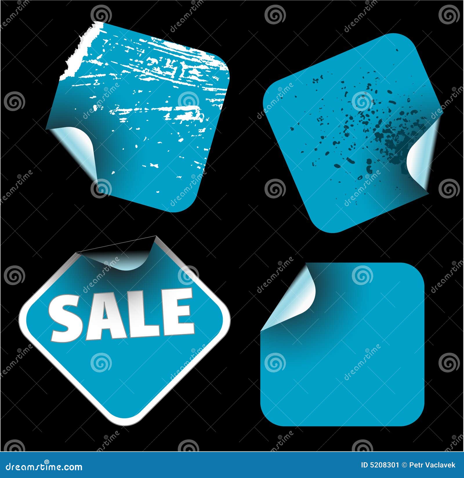 Blue square labels stock vector. Illustration of information - 5208301