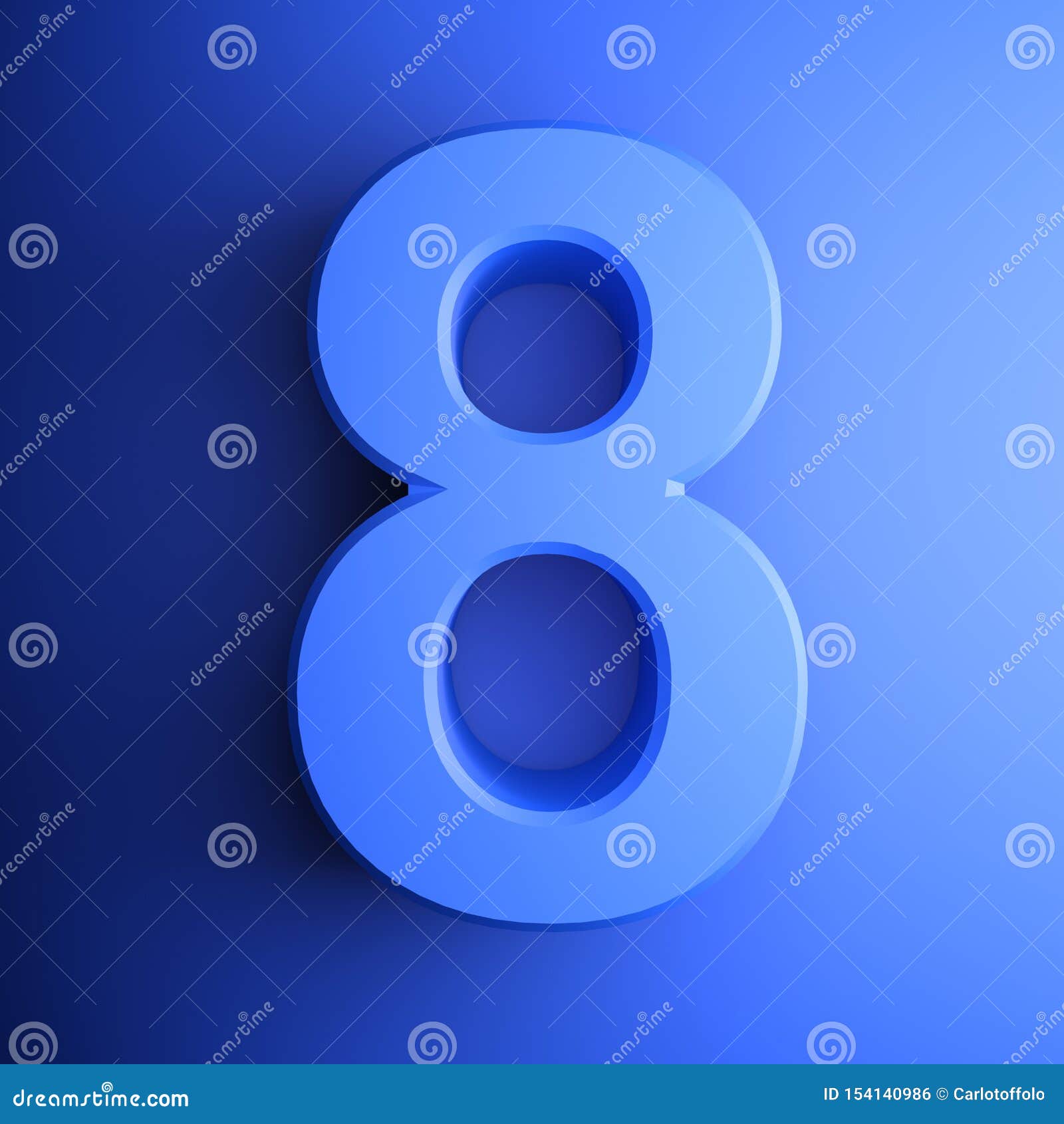 Blue Square Number 8 Icon - 3D Rendering Illustration Stock ...