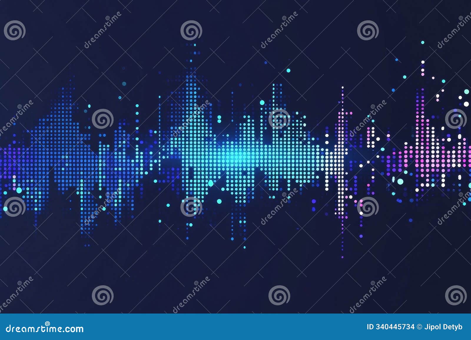 Blue Square Pixel Art, Equalizer Wave. Stock Illustration ...