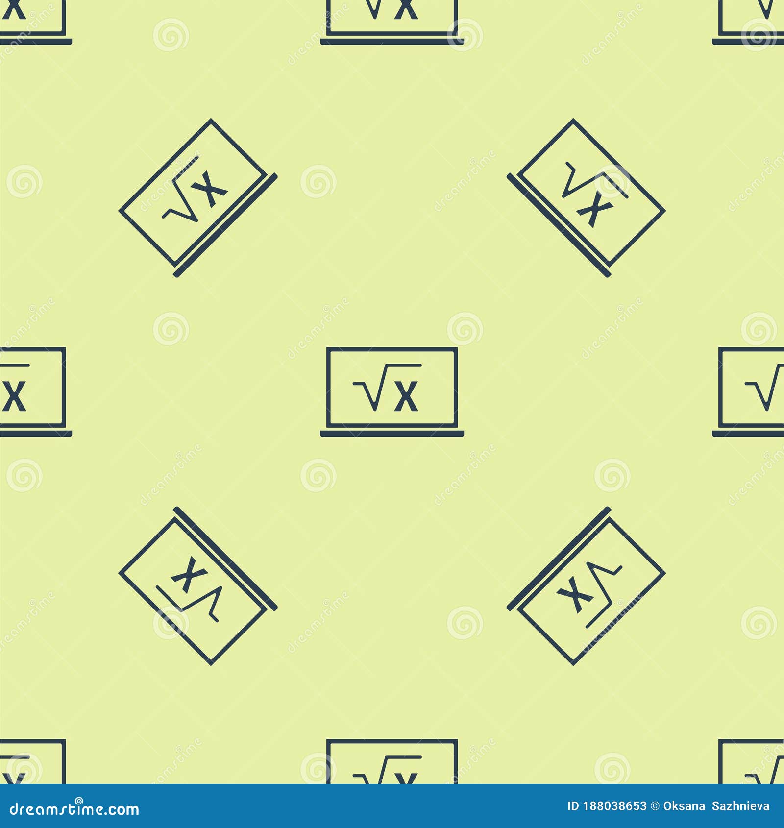 Blue Square Root of X Glyph on Chalkboard Icon Isolated Seamless ...