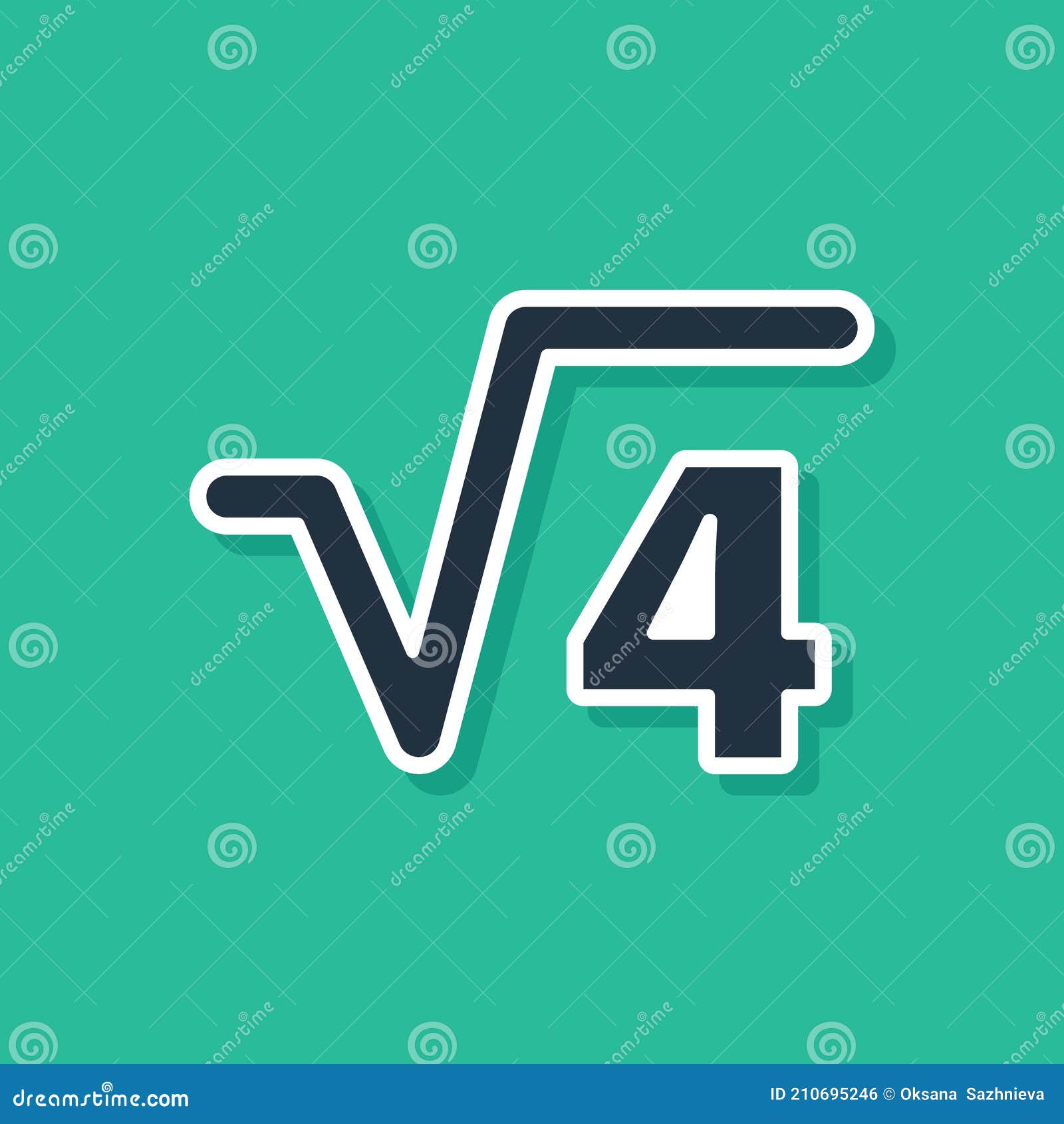 Blue Square Root of 4 Glyph Icon Isolated on Green Background ...