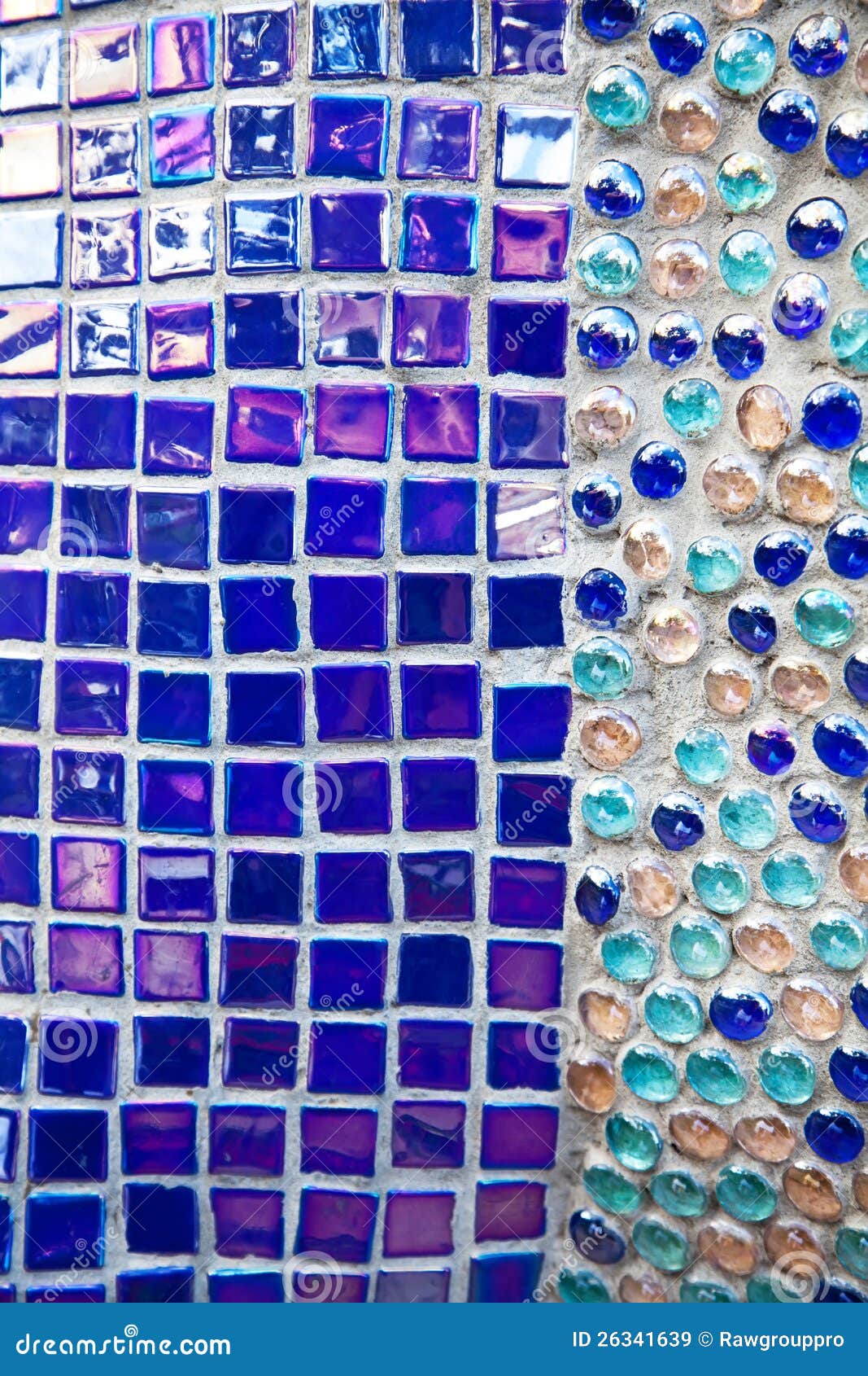 Blue Square and Round Mosaic Tile Stock Image - Image of architectural ...