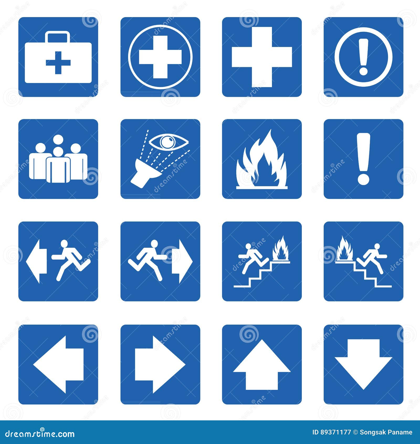 Blue Square Safety Sign. Vector Stock Illustration - Illustration of ...