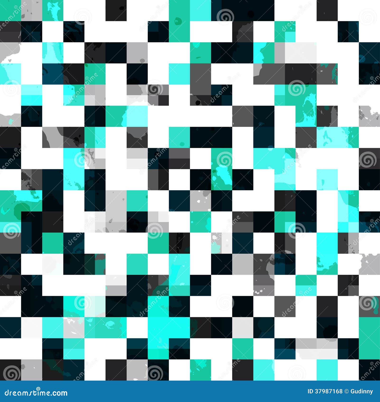 Blue Square Seamless Pattern with Blob Effect Stock Vector ...