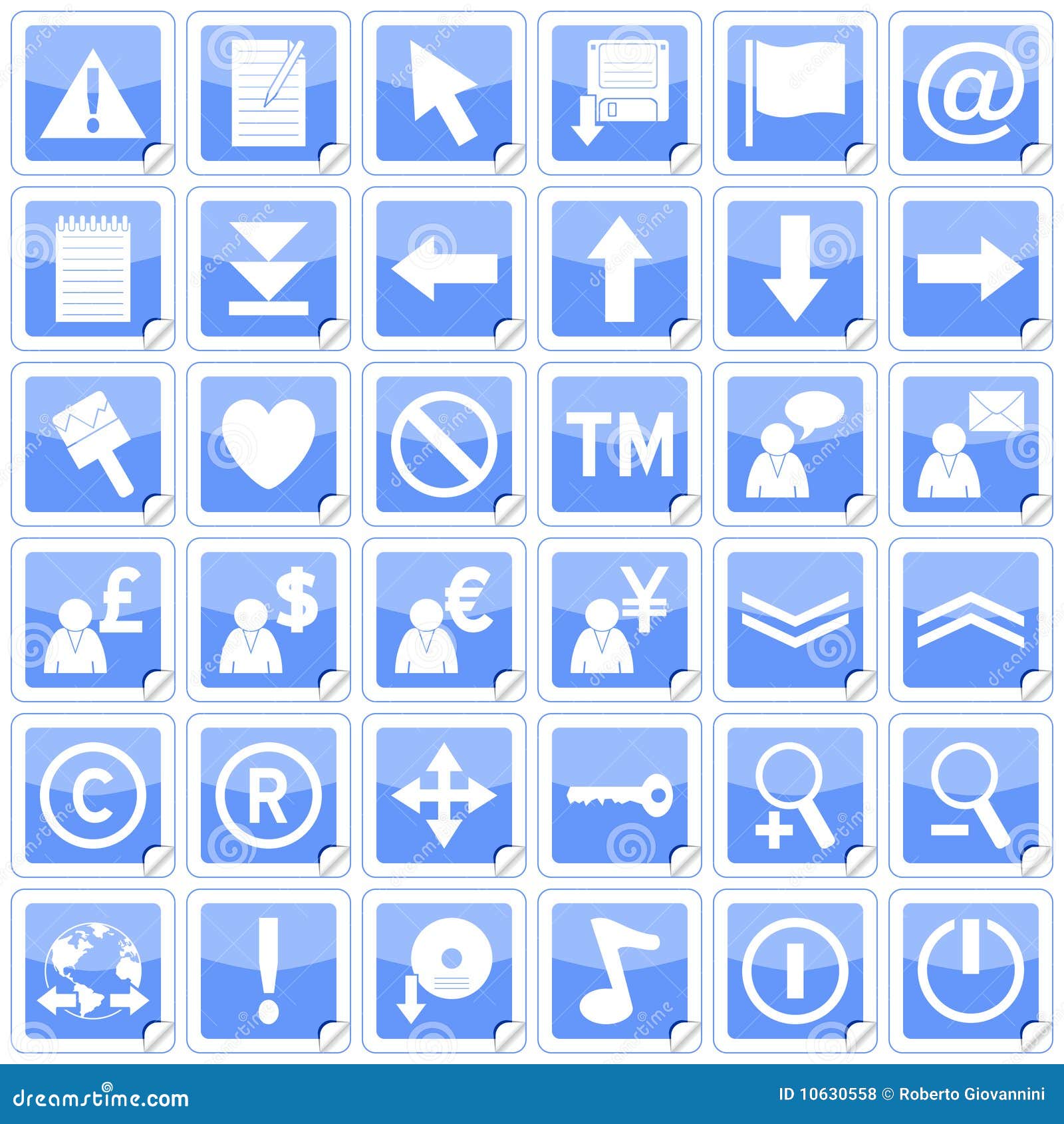 Blue Square Stickers Icons [2] Stock Vector - Illustration of keyboard ...