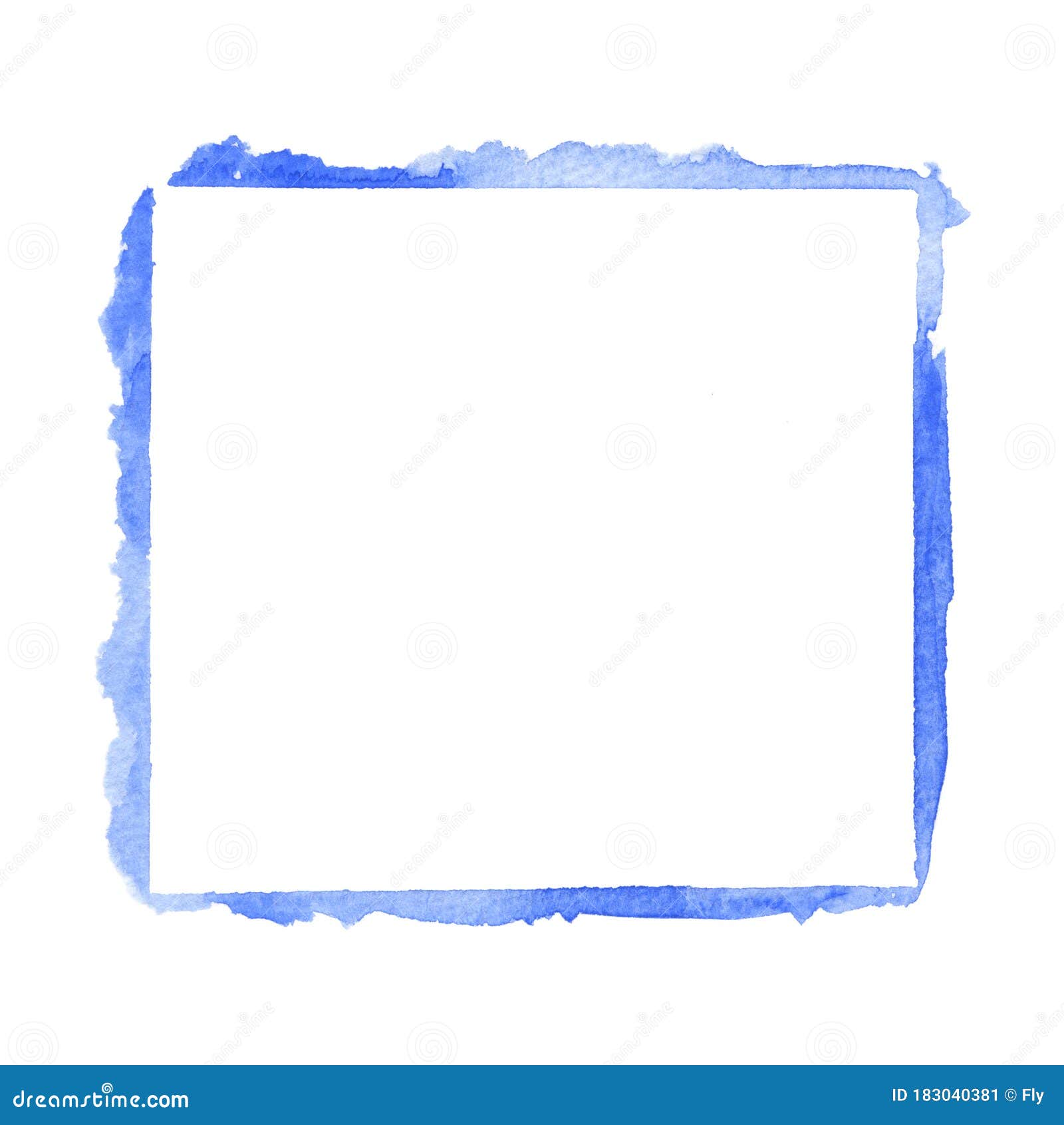 Blue Square Watercolor Frame on White Background Stock Illustration ...