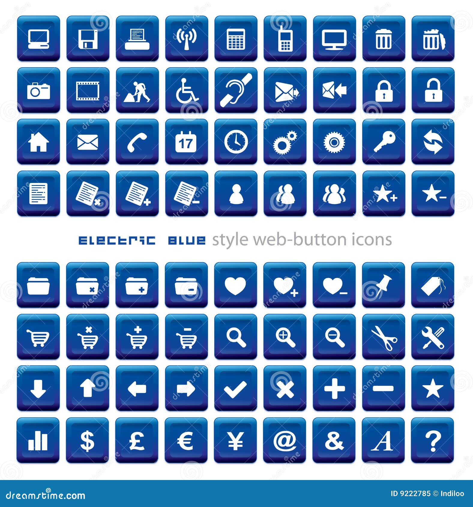 Blue Square Set Of Disability Icons. Disabled Icon Set. Stock Image ...