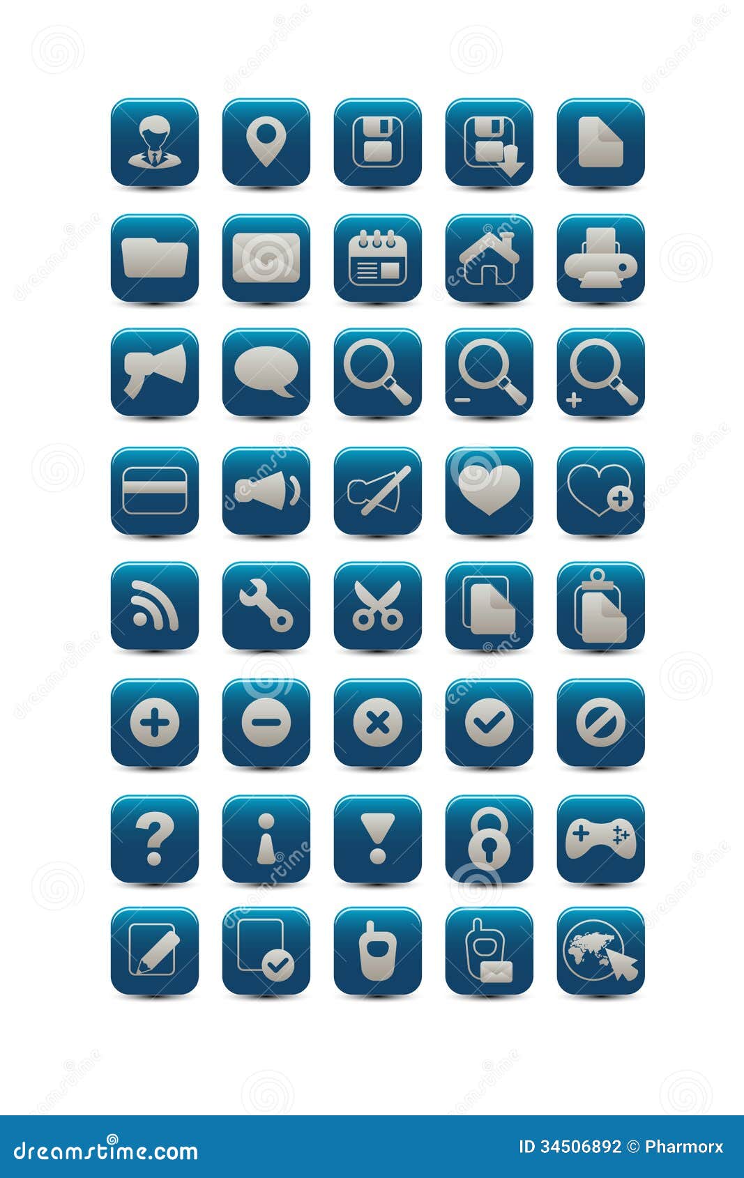 Blue square web icons stock illustration. Illustration of graphic ...