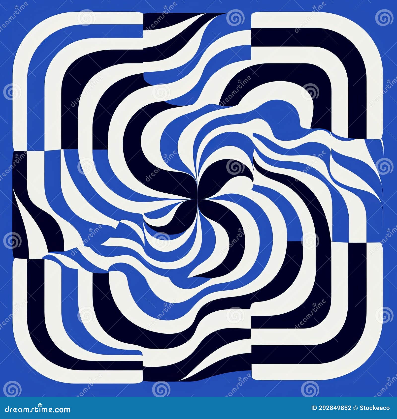 Op Art Letter F: Blue and White Geometric Design on Indigo Background ...