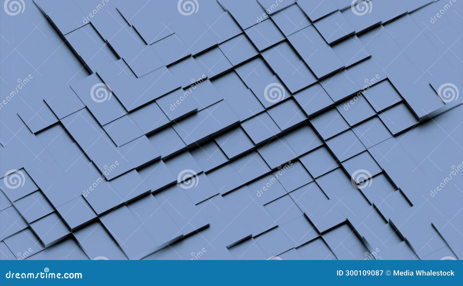 Blue Squared Moving 3D Tiles Pattern. Design. Texture of Waving Cubes ...