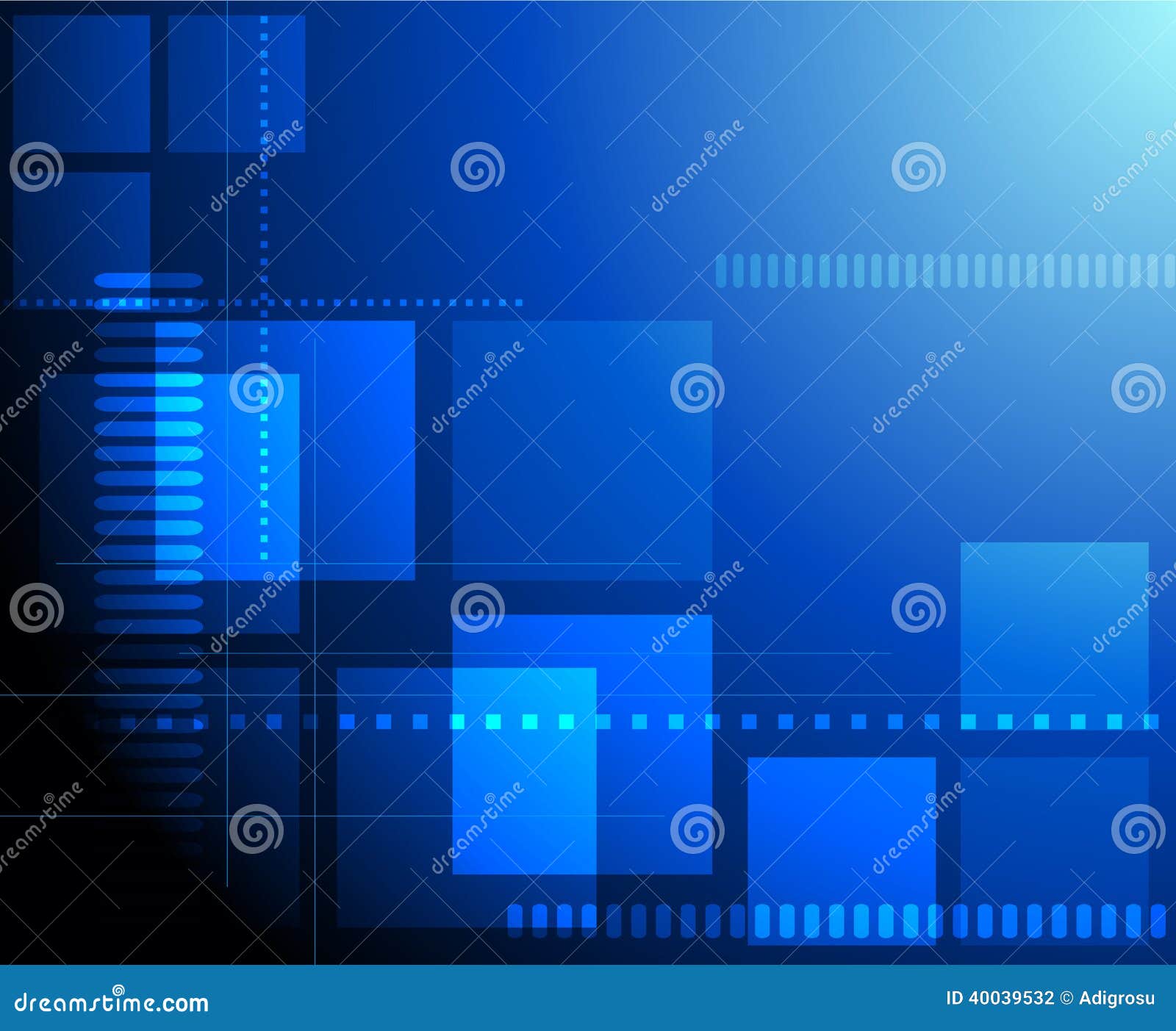 Blue Squares and Tech Elements on Blue Gradient Background Stock Vector ...