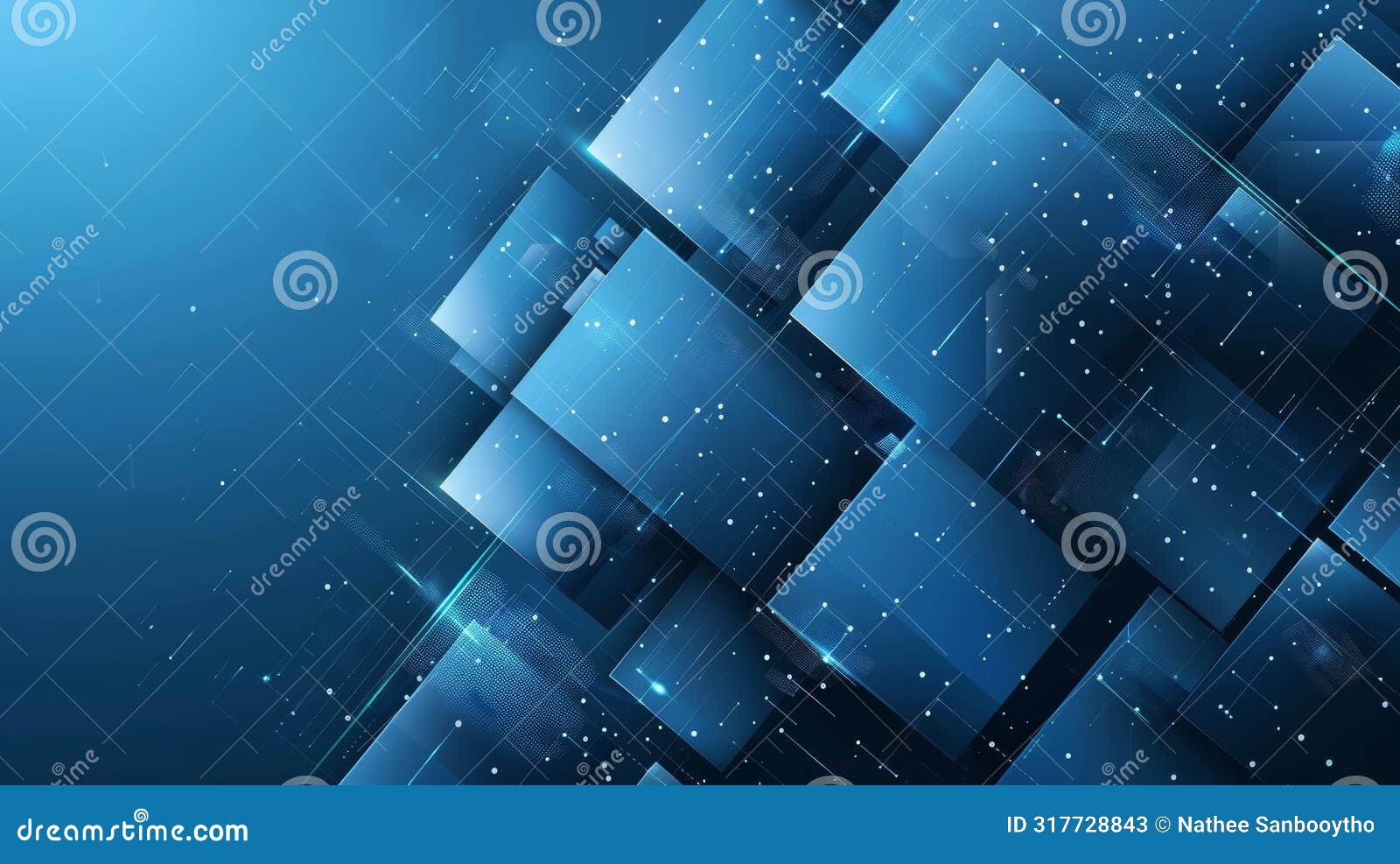 Blue Squares of Various Transparency Levels are Arranged in a Staggered ...