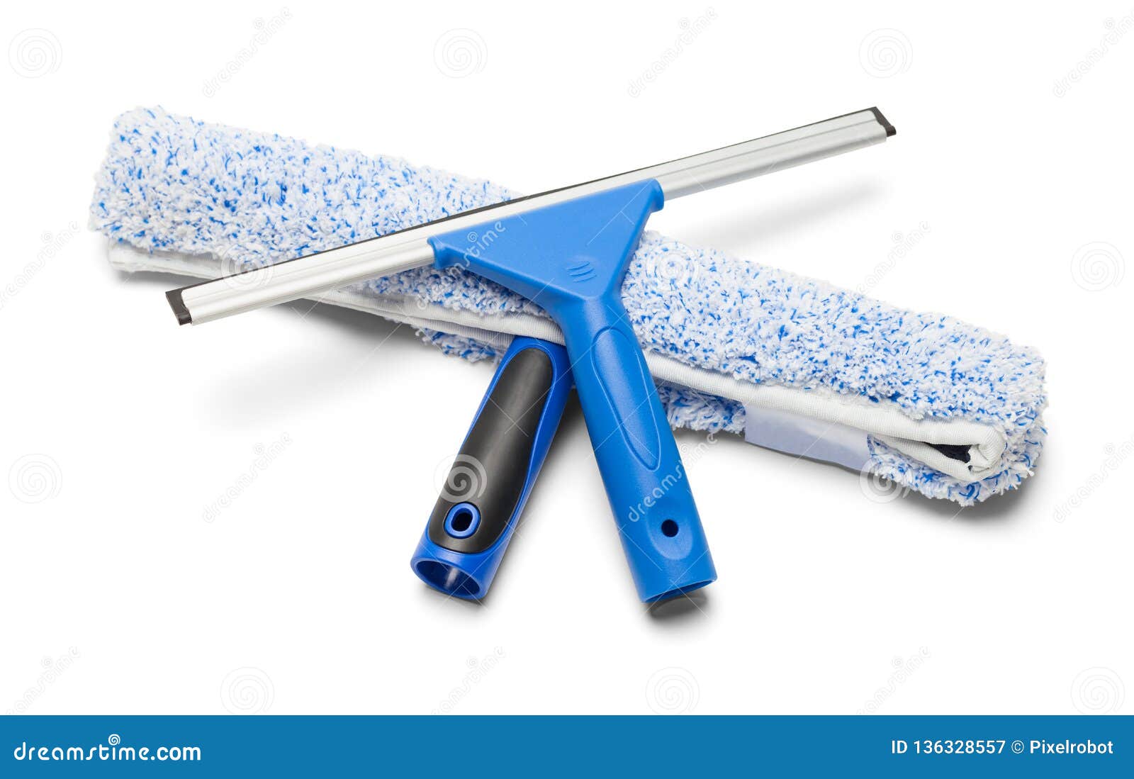 Blue Squeegee and Washing Wand Stock Image - Image of hygiene, handle ...