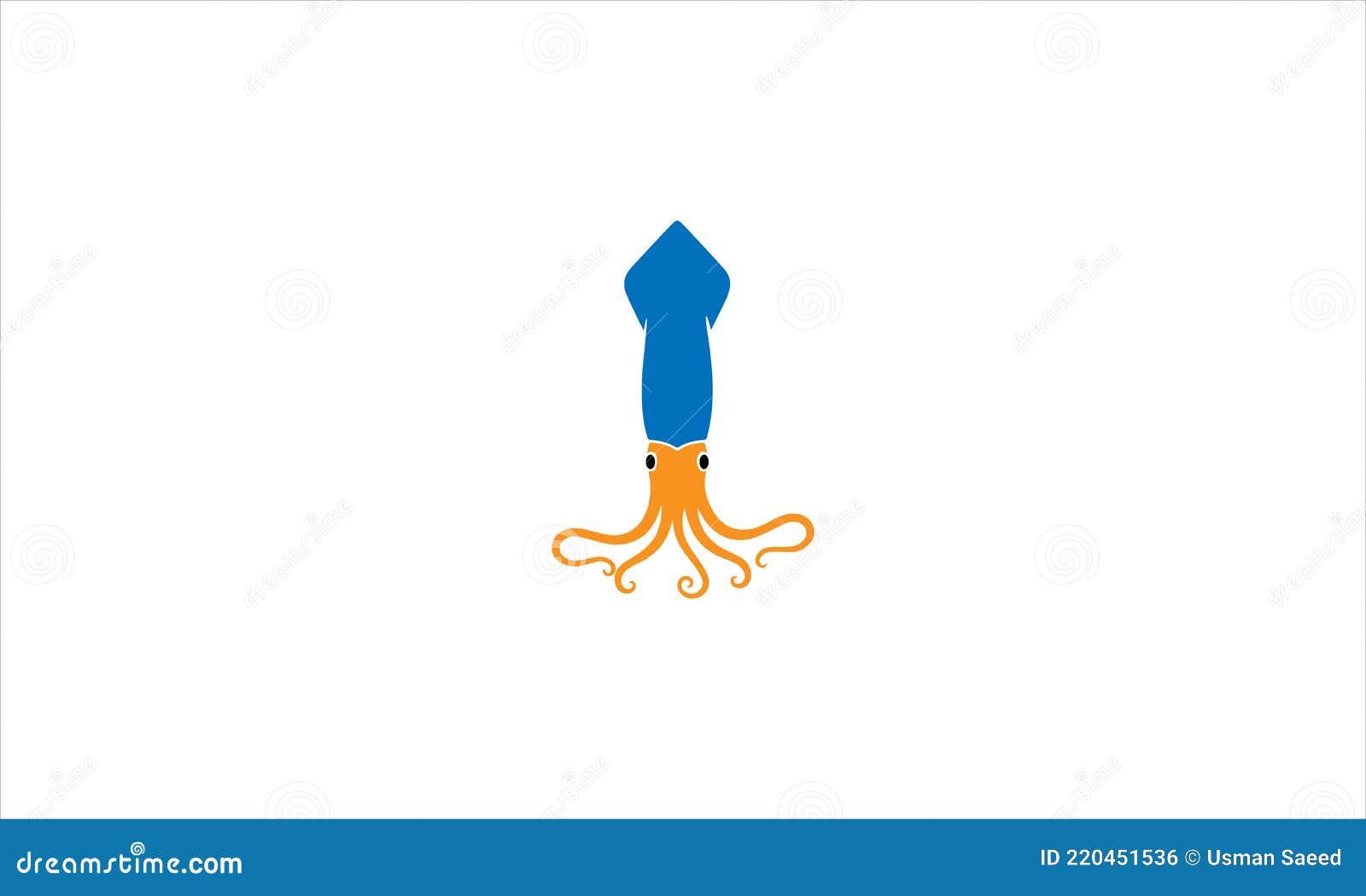Blue Squid Vector Icon Logo Design Template Illustration Stock Vector ...