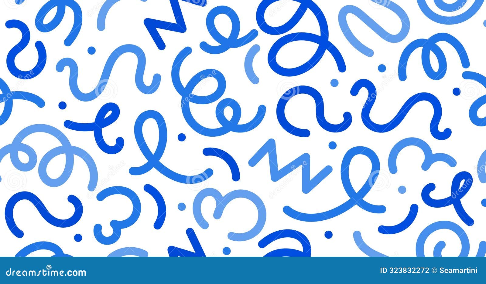 Blue Squiggle Kids Abstract Vector Line Pattern Stock Illustration ...