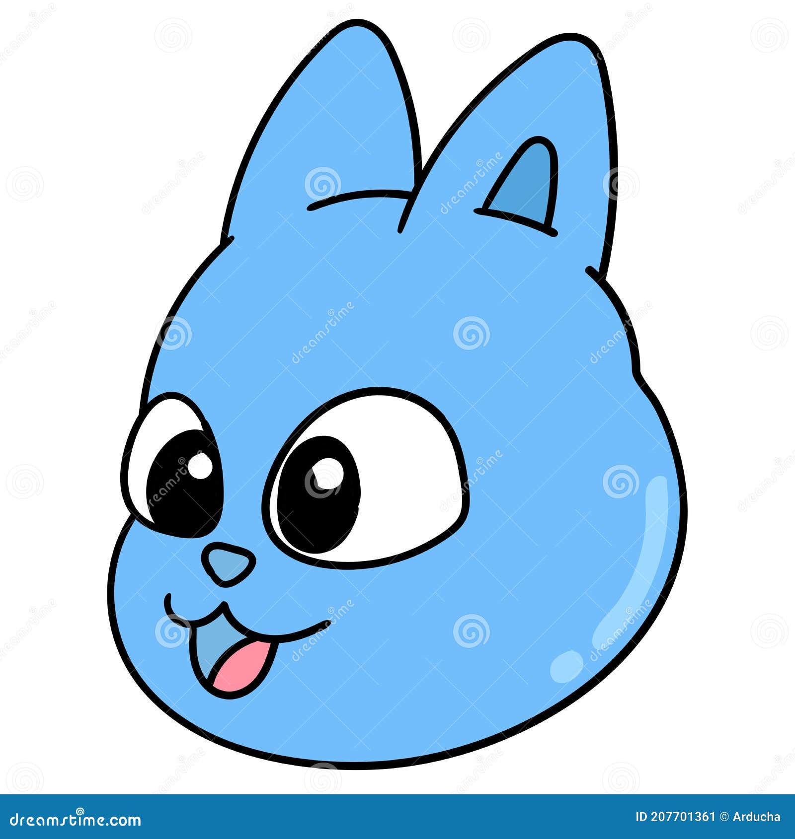 Blue Squirrel Head Smiling Happily, Doodle Icon Image Stock Vector ...