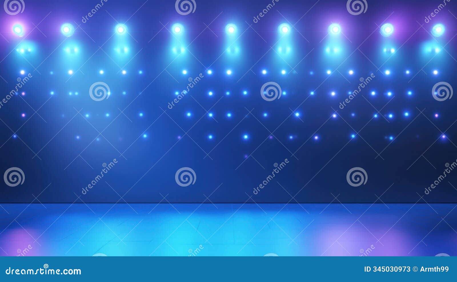 Blue Stage Background with Spotlights. Vector Illustration for Your ...