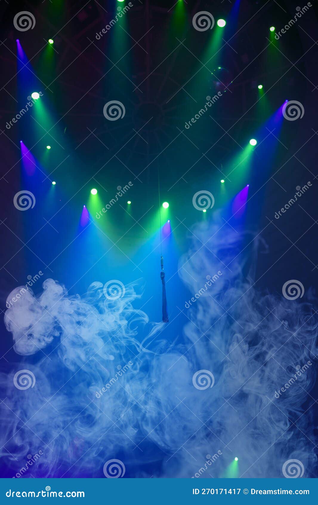 Blue Stage Circus Smoke and Green Beams from Projectors Stock Image ...