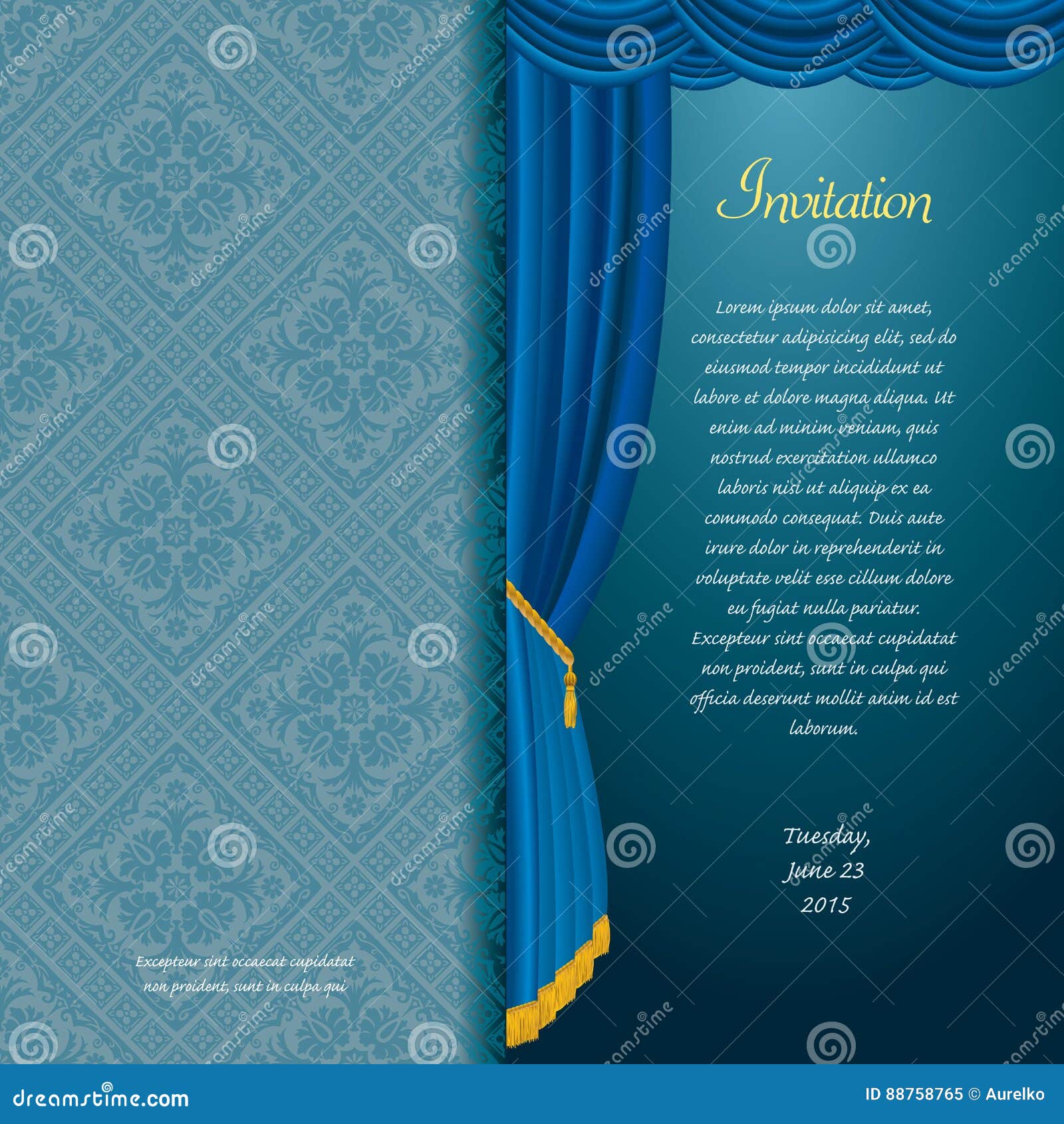 Blue stage invitation stock vector. Illustration of border - 88758765