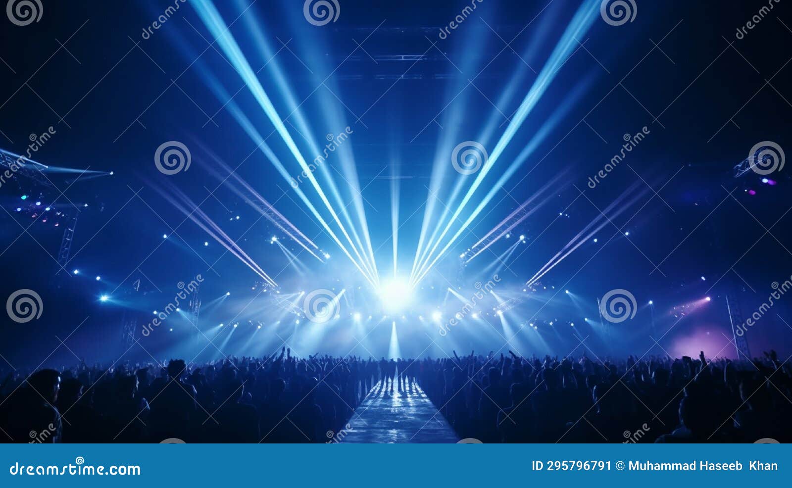 Blue Stage Lights, Light Show at the Concert Stock Illustration ...