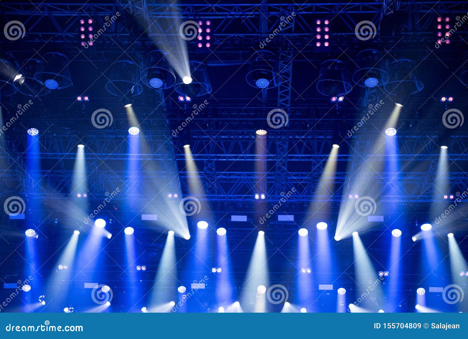 Blue stage lights stock image. Image of bright, lighting - 155704809