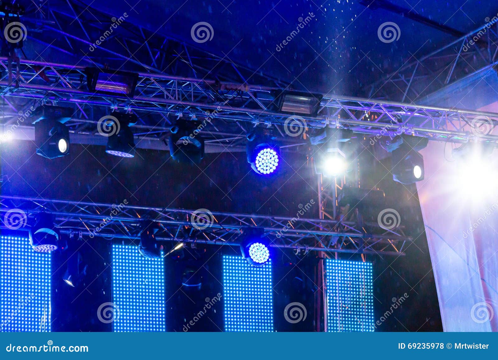 Blue Stage Lights during the Rain Stock Photo - Image of color ...