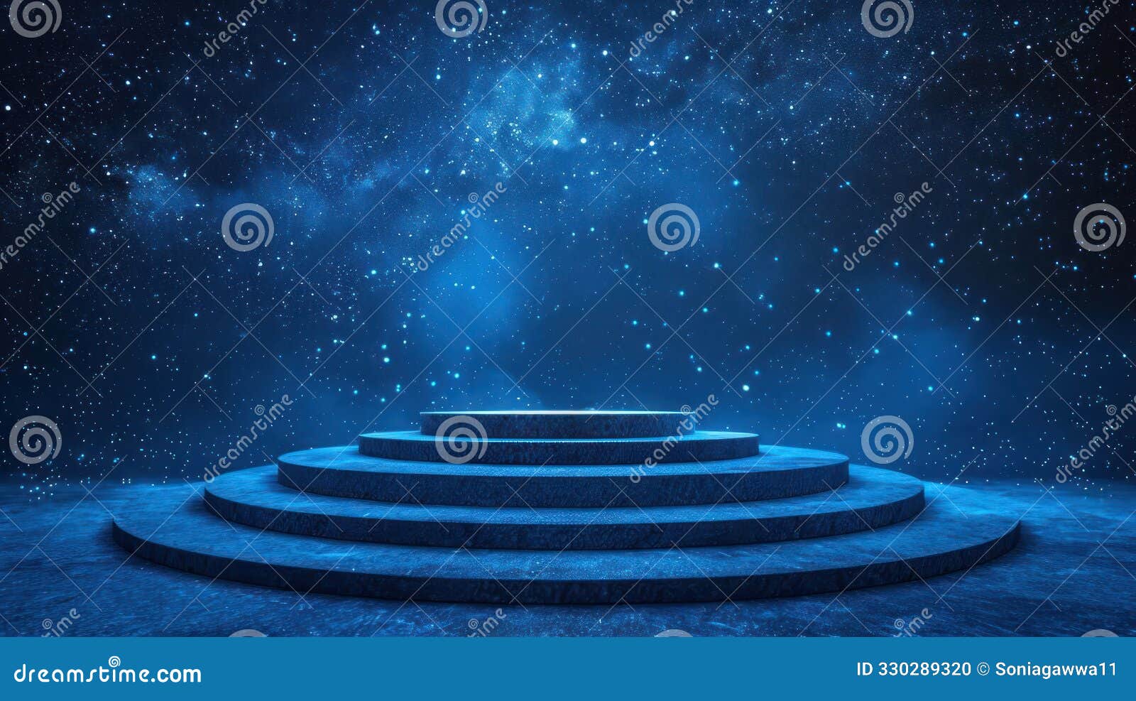 A Blue Stage with a Blue Sky Background Stock Illustration ...