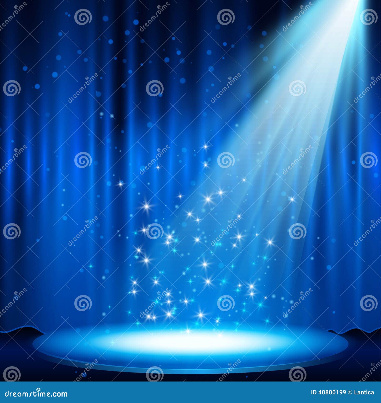 Blue Stage with spotlight. stock vector. Illustration of glitter - 40800199