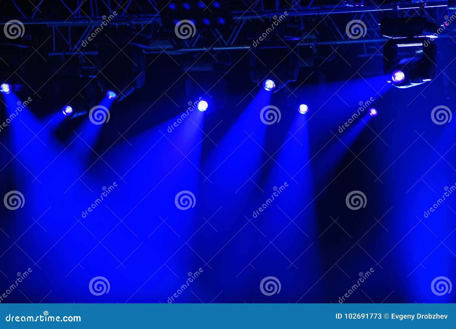 Blue stage spotlights stock image. Image of theatre - 102691773