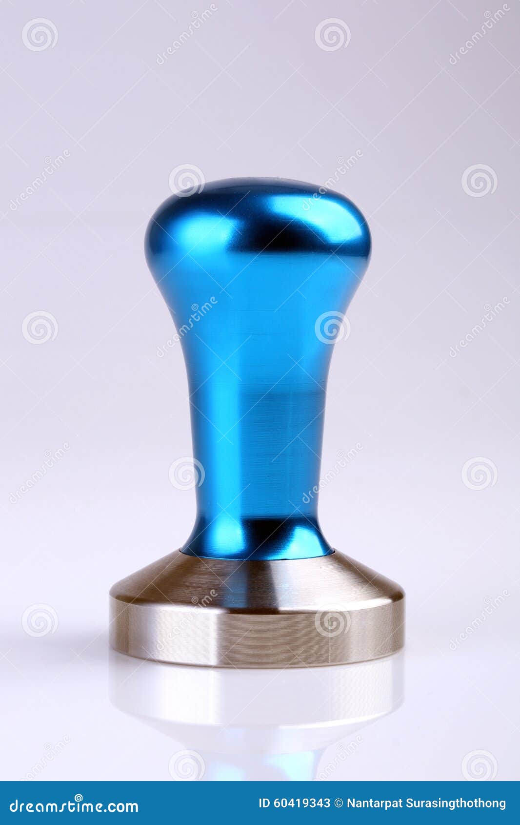 Blue Stainless Steel Coffee Temper Isolated on White Background Stock ...