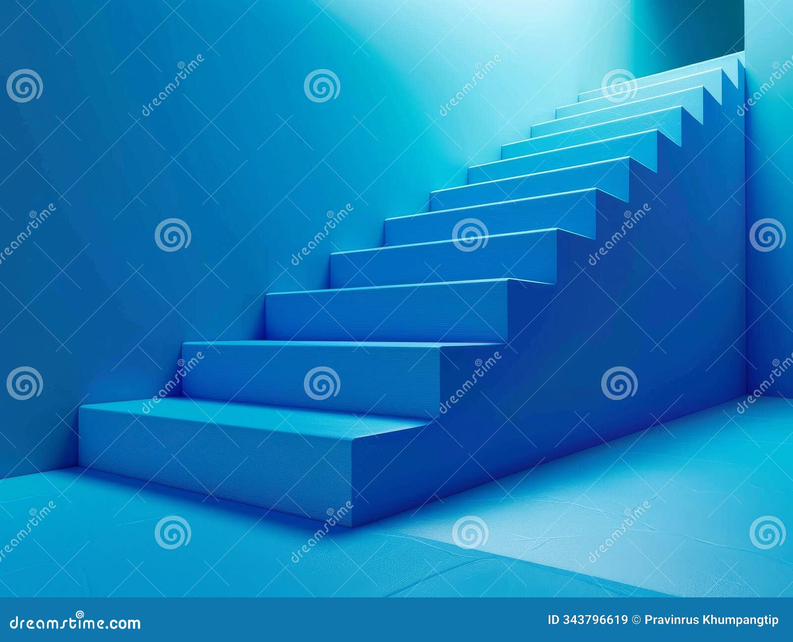 Blue Stair Step To Growth Success, 3d Render, Progress Way and Forward ...