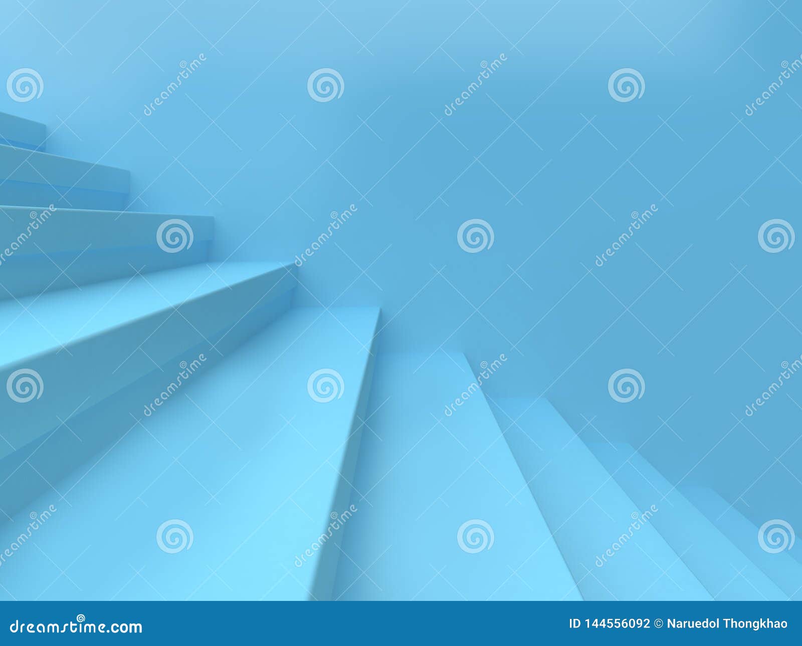 Blue Stair and Wall Minimal Background 3d Render Stock Illustration ...