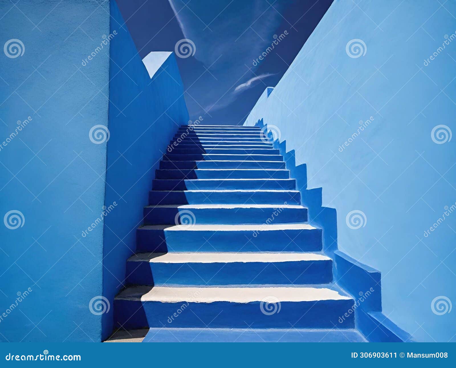 A Blue Staircase Leading Up To a Blue Building Stock Illustration ...