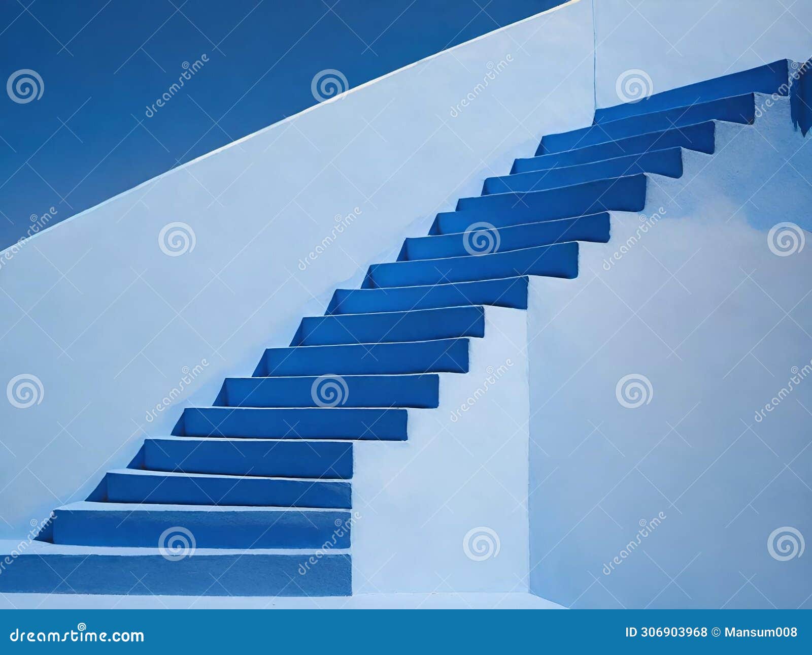 A Blue Staircase Leading Up To a Blue Building Stock Illustration ...