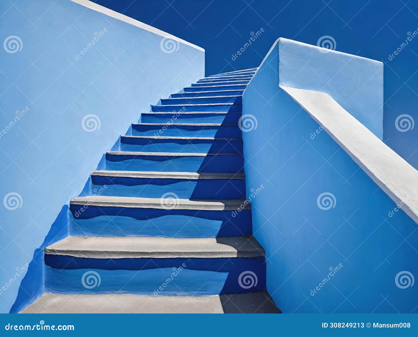 Blue Staircase with Blue Wall Stock Illustration - Illustration of ...