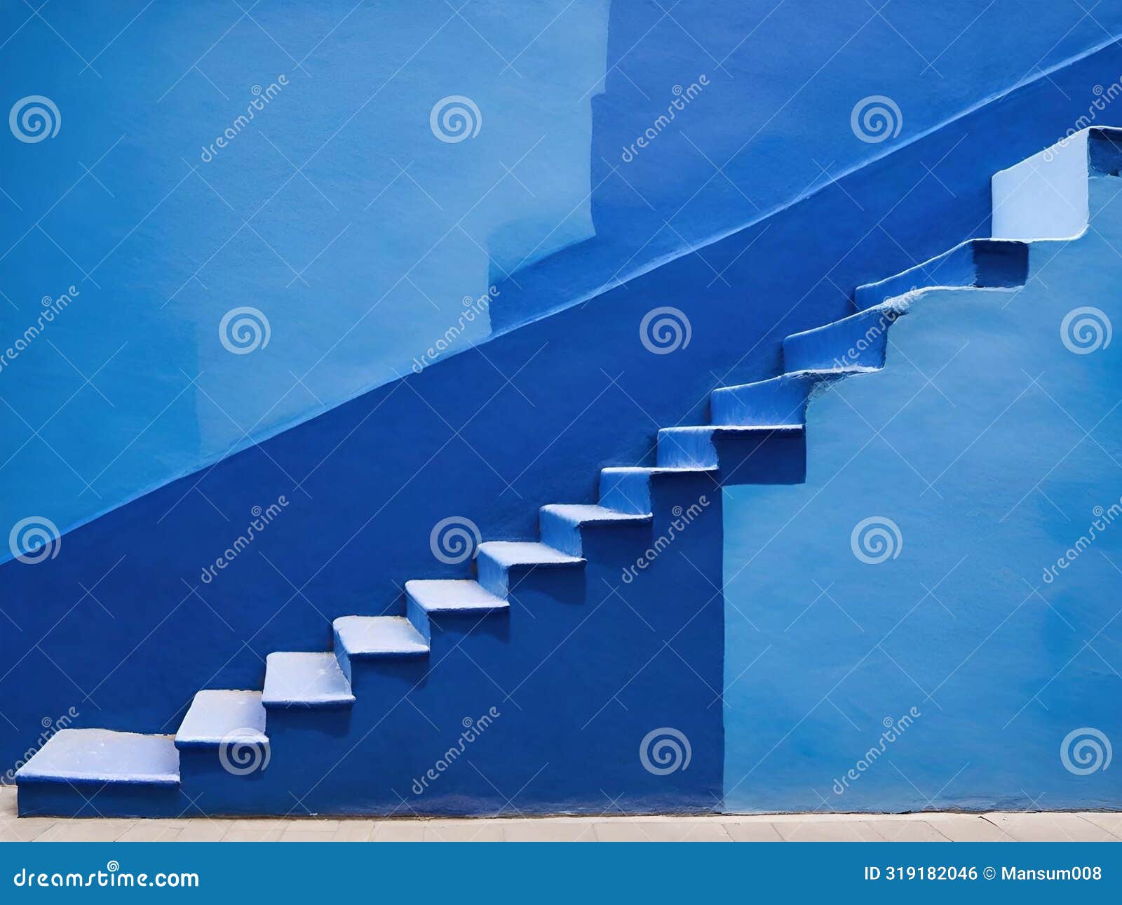 Blue Stairs with Cement Wall Stock Illustration - Illustration of blue ...