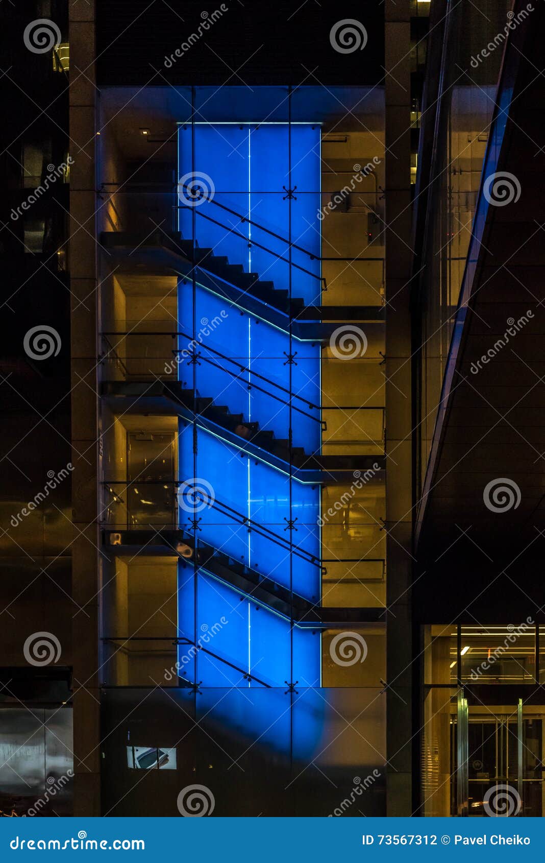 Blue stairs stock photo. Image of disco, neon, color - 73567312