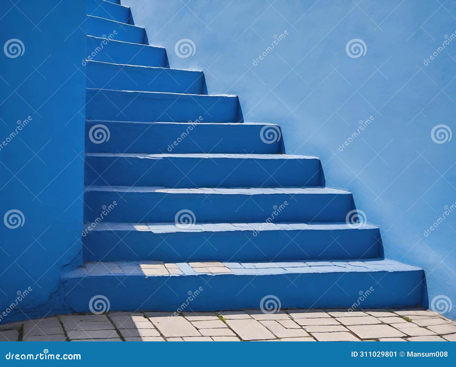 Blue Stairs On The Wall Background Stock Image | CartoonDealer.com ...
