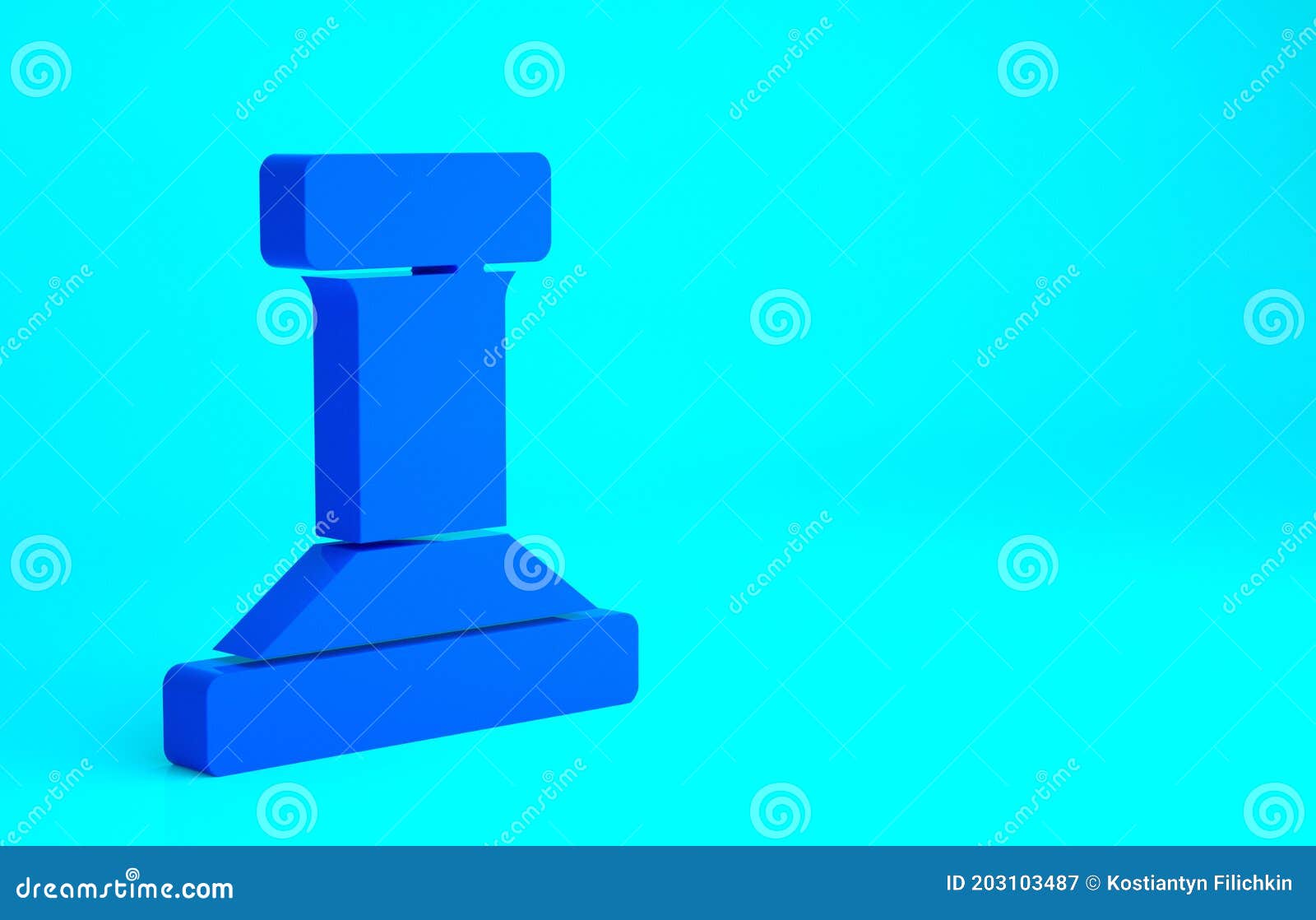 Blue Stamp Icon Isolated on Blue Background. Minimalism Concept Stock ...