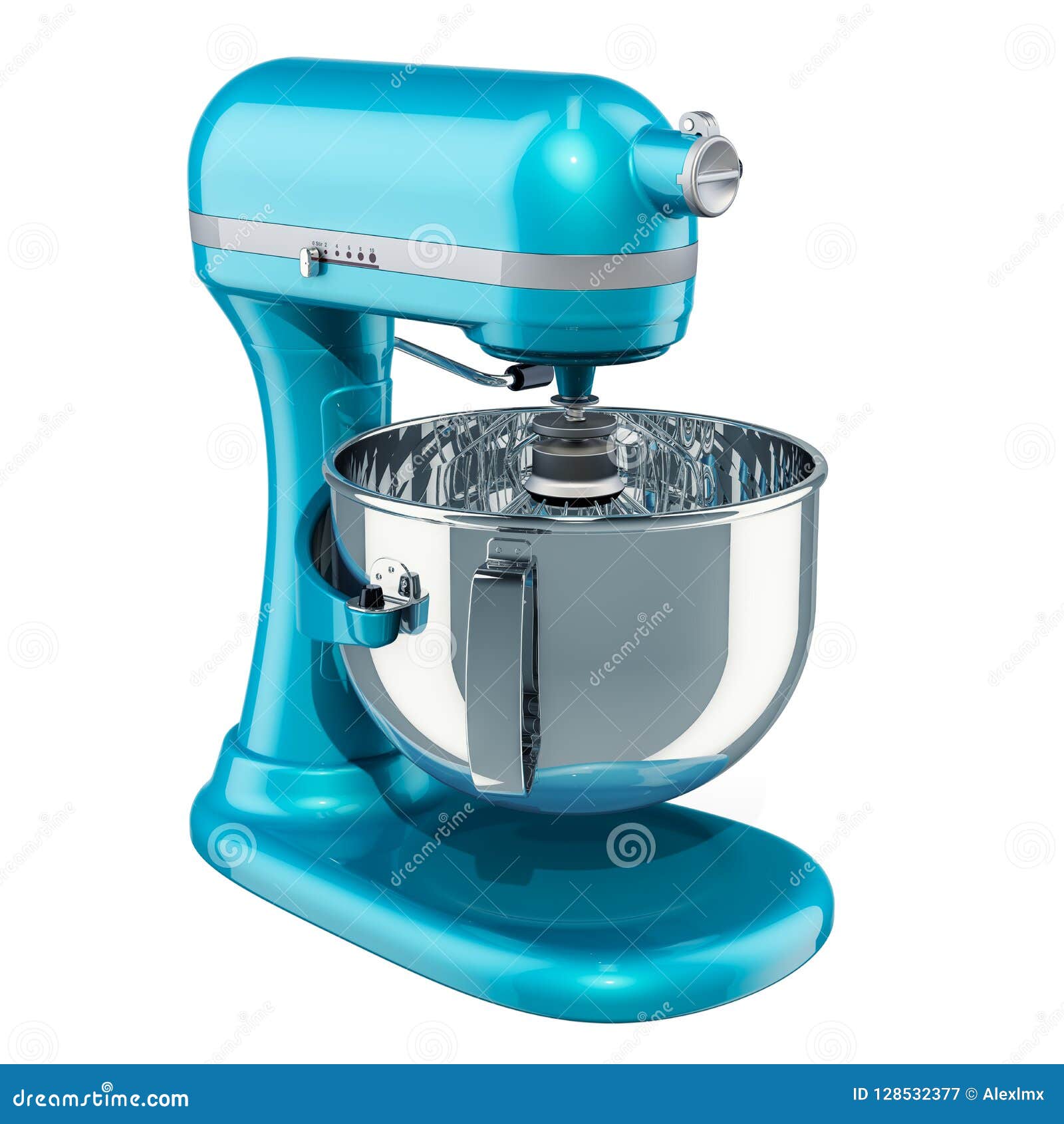 Blue Stand Kitchen Mixer, Retro Design. 3D Rendering Stock Illustration ...