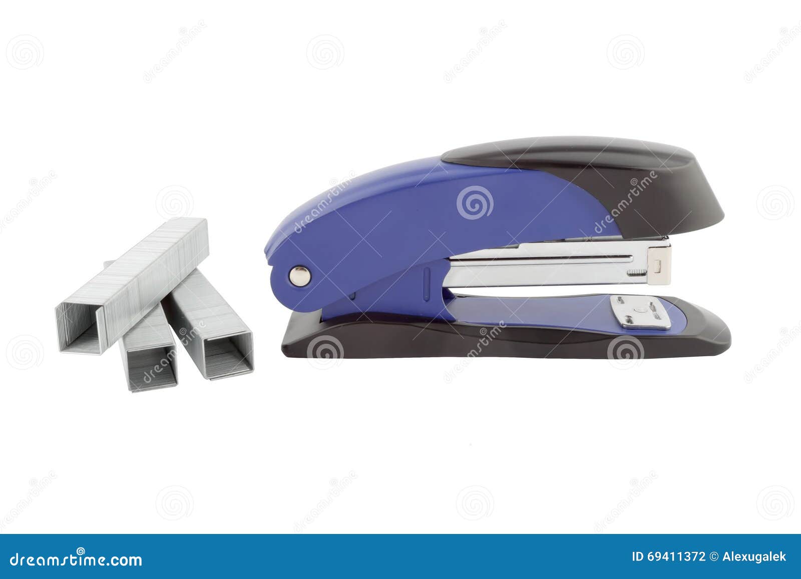 Blue Stapler and Staples Isolated on White Background Stock Photo ...